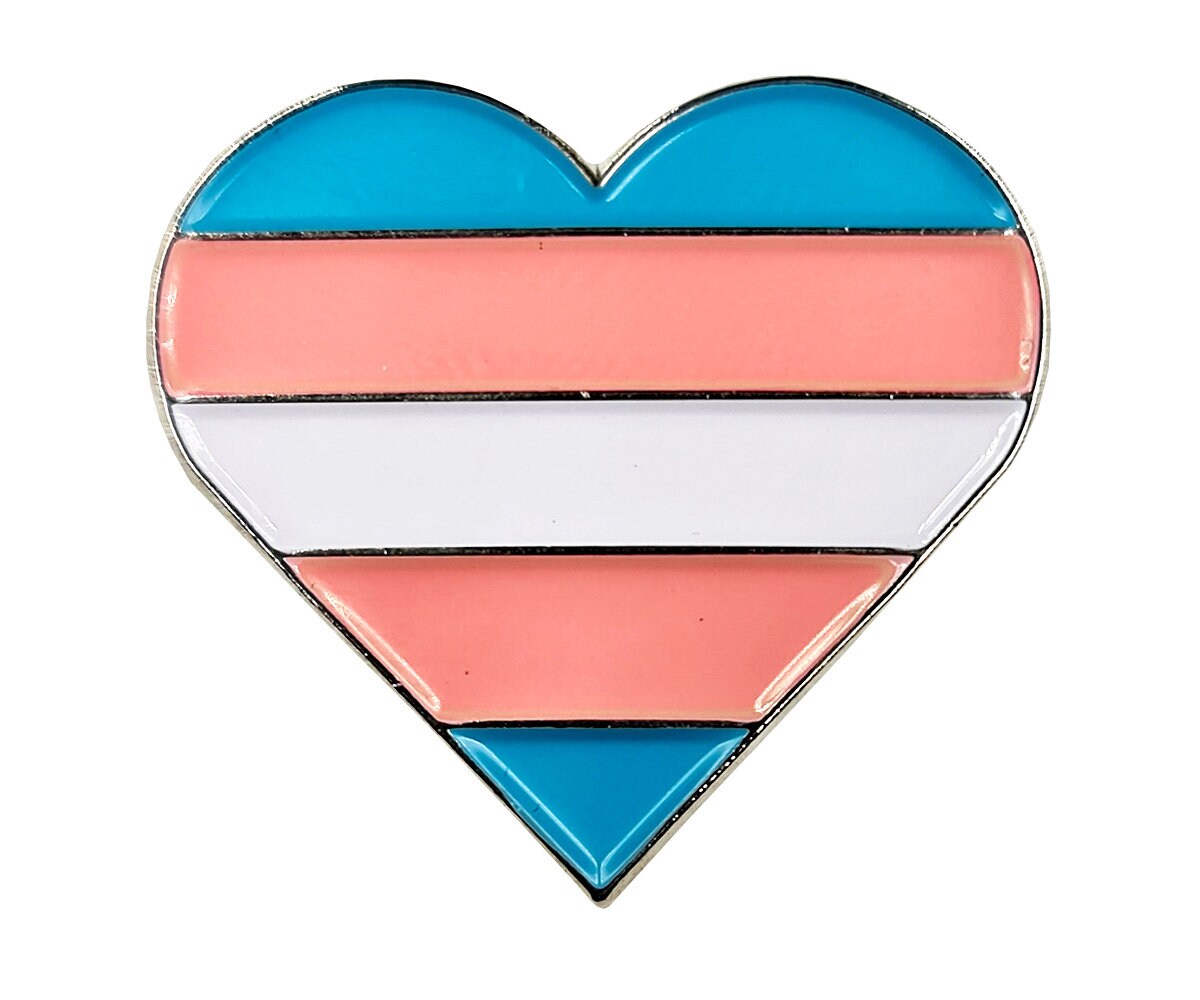 Transgender Flag Silver Metal Heart Lapel Pin Badge - Etsy UK
