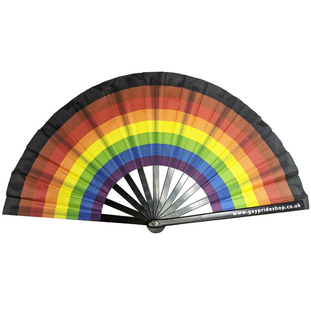 Giant Cracking Fan 8 Colour Gay Pride Rainbow Flag brown & Black ...