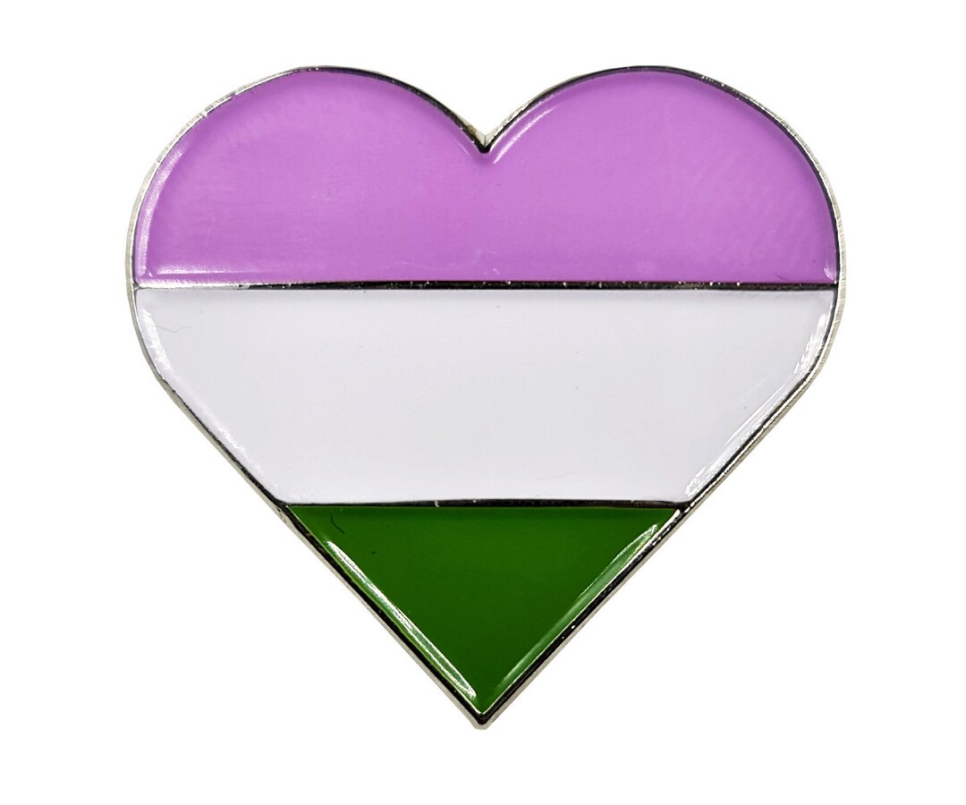 Genderqueer Flag Silver Metal Heart Lapel Pin Badge - Etsy