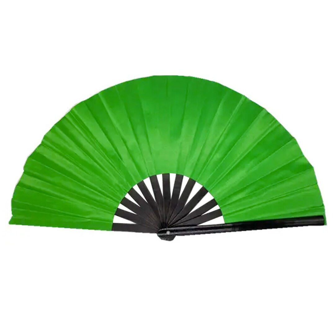 Cloth & Bamboo Cracking Fan Large 33cm green - Etsy