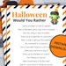 Halloween Would You Rather | Printable Halloween Game | Halloween ...