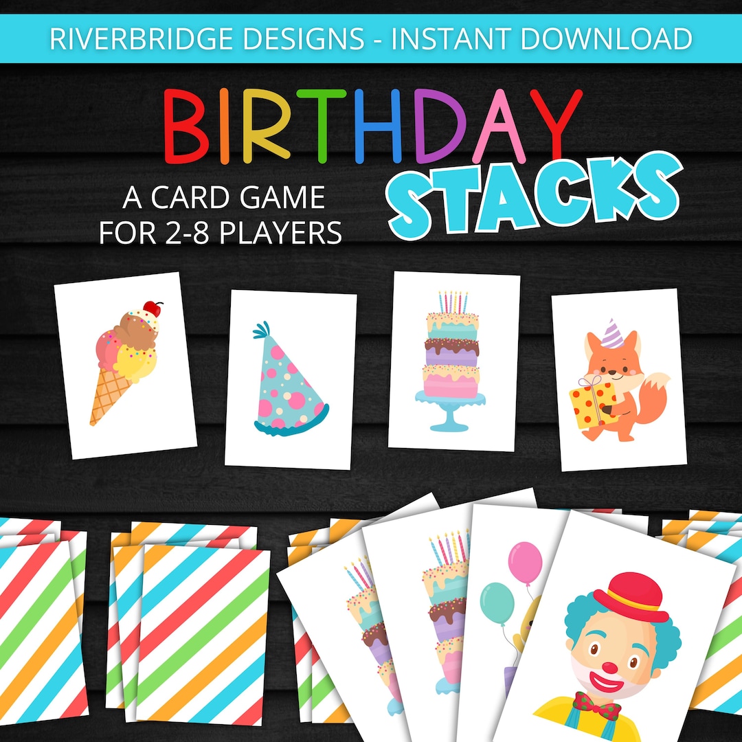 Birthday Stacks | Printable Birthday Card Game |birthday Activity for ...