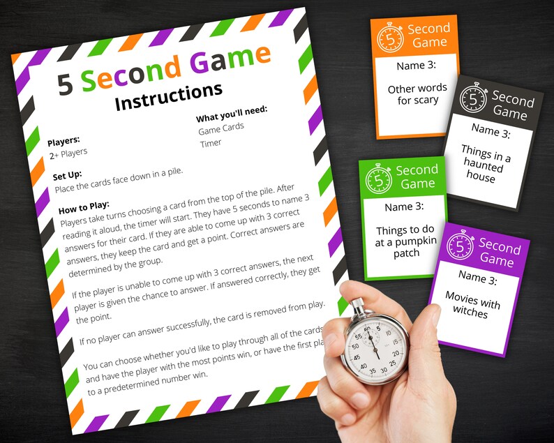 Halloween 5 Second Game | Printable Halloween Game | Halloween Activity ...