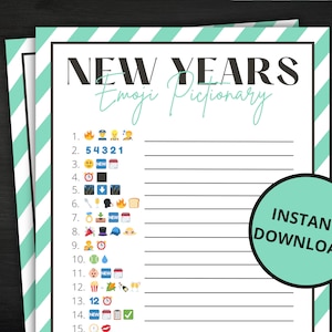 New Year's Eve Emoji Pictionary | Printable New Year's Game | New Years ...