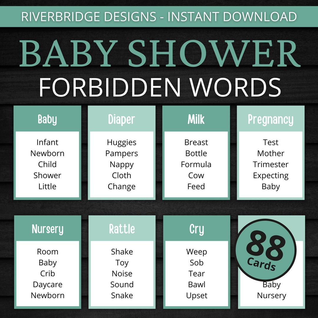 Baby Shower Forbidden Words | Printable Baby Shower Game | Gender ...