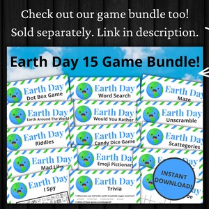 Earth Day Bingo Earth Day Activity for Kids and Adults Printable Earth ...