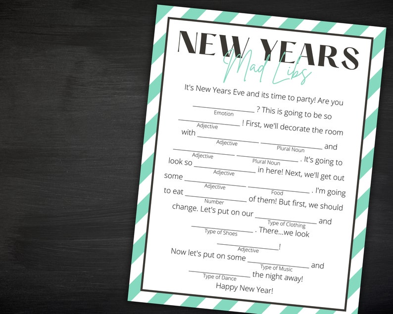 New Year's Eve Mad Libs Printable New Year's Game - Etsy