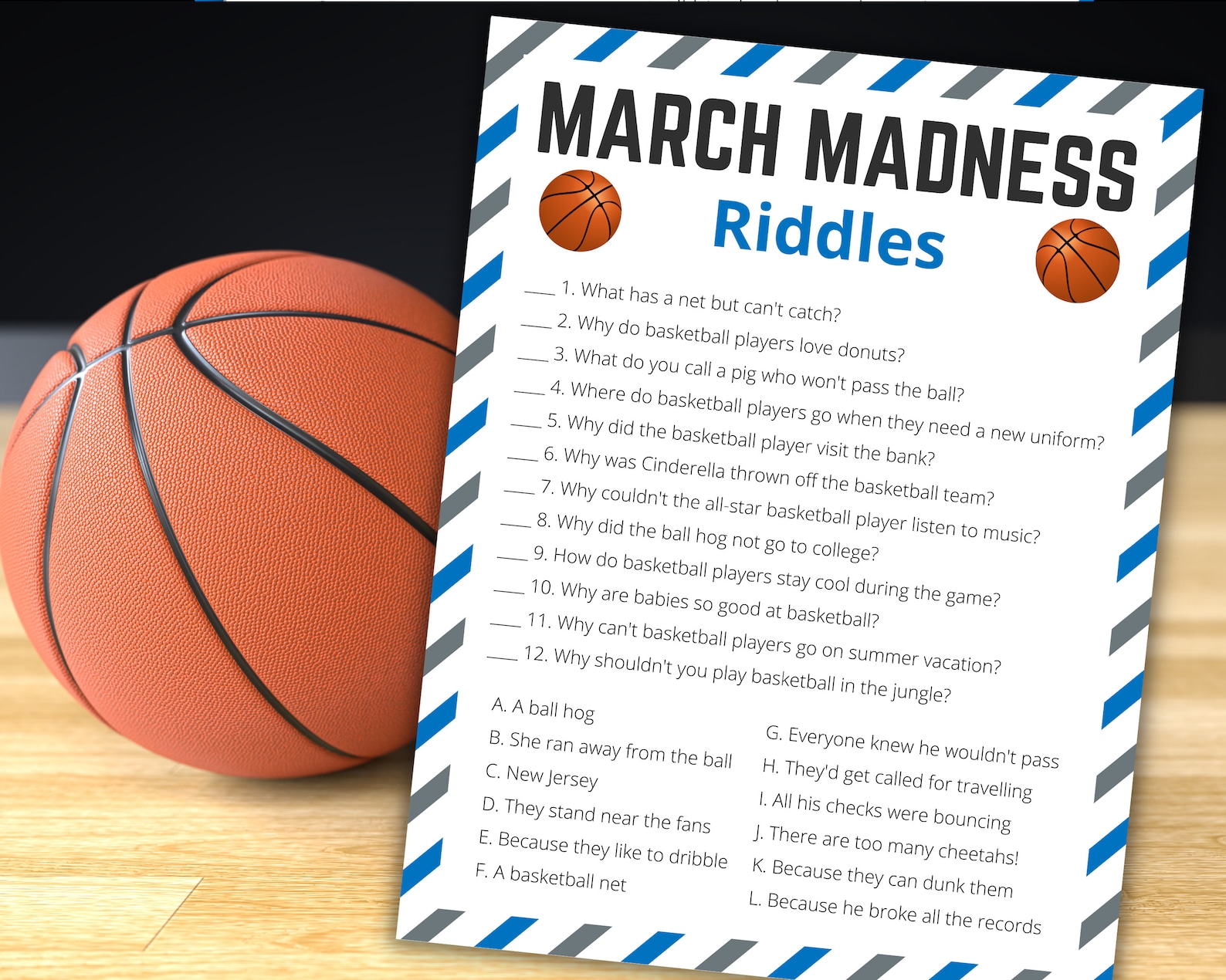 March Madness Riddles | Printable March Madness Game for Kids and ...