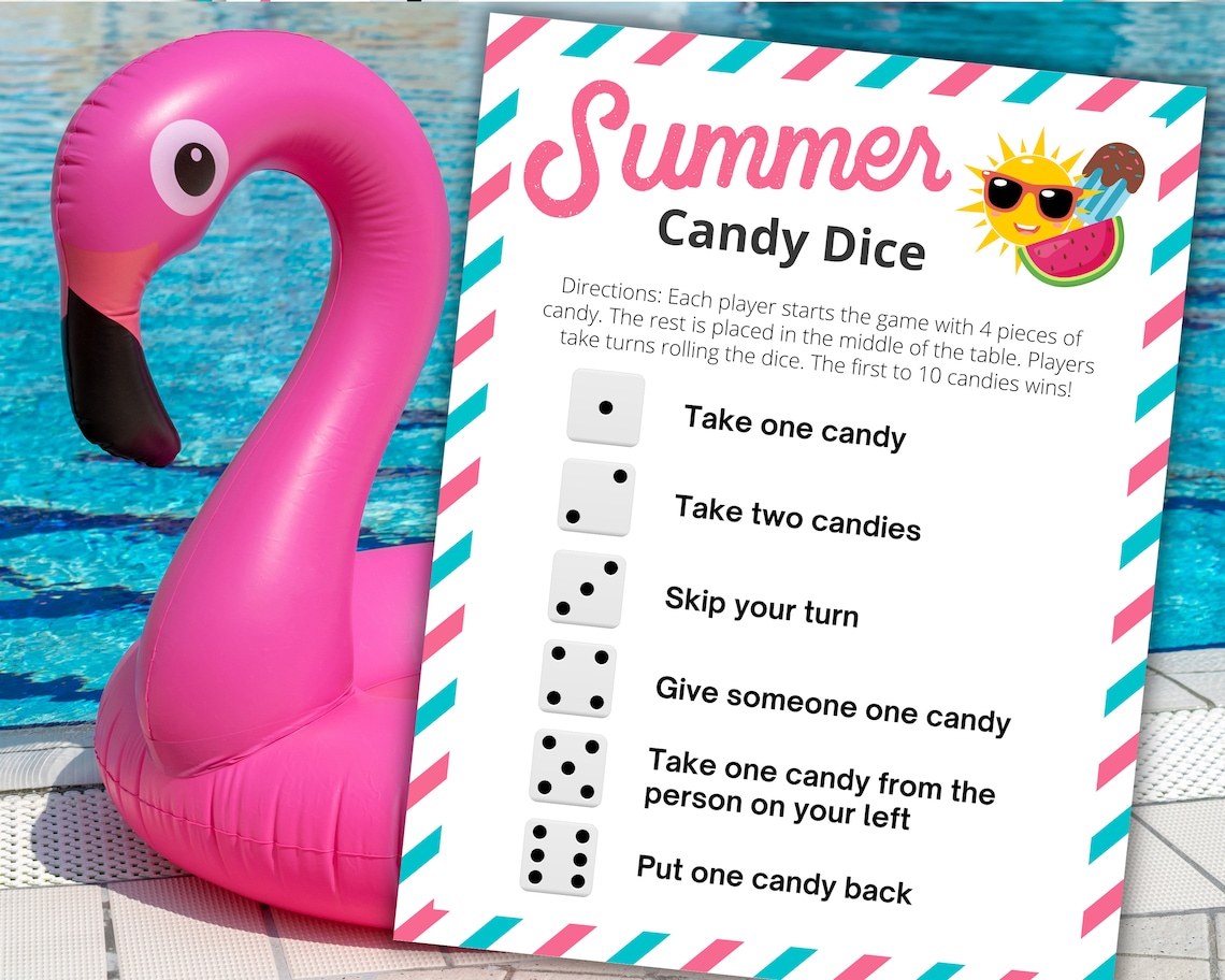 Summer Candy Dice Game Printable Summer Game Summer - Etsy