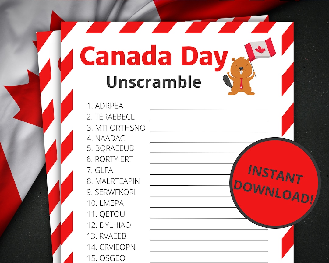 Canada Day Unscramble Game | Printable Canada Day Game | Canada Day ...
