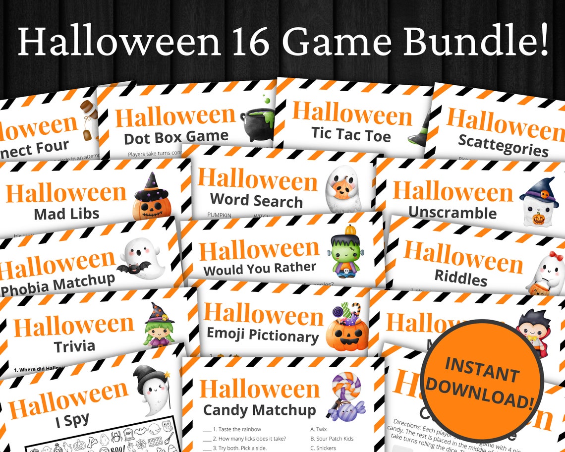 Halloween Game Bundle Printable Halloween Games for Kids and - Etsy