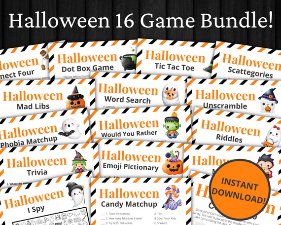 Halloween Game Bundle Printable Halloween Games for Kids and - Etsy