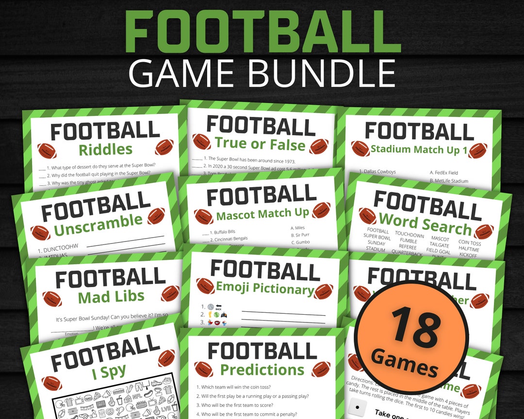 Football Game Bundle Printable Football Games for Kids and Adults Party ...
