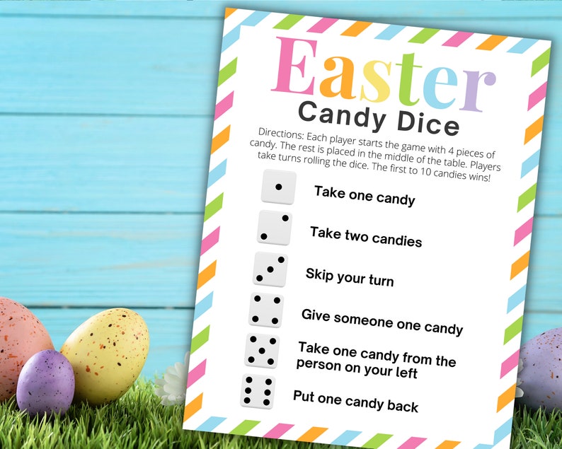 Easter Candy Dice Game Printable Easter Game Easter - Etsy