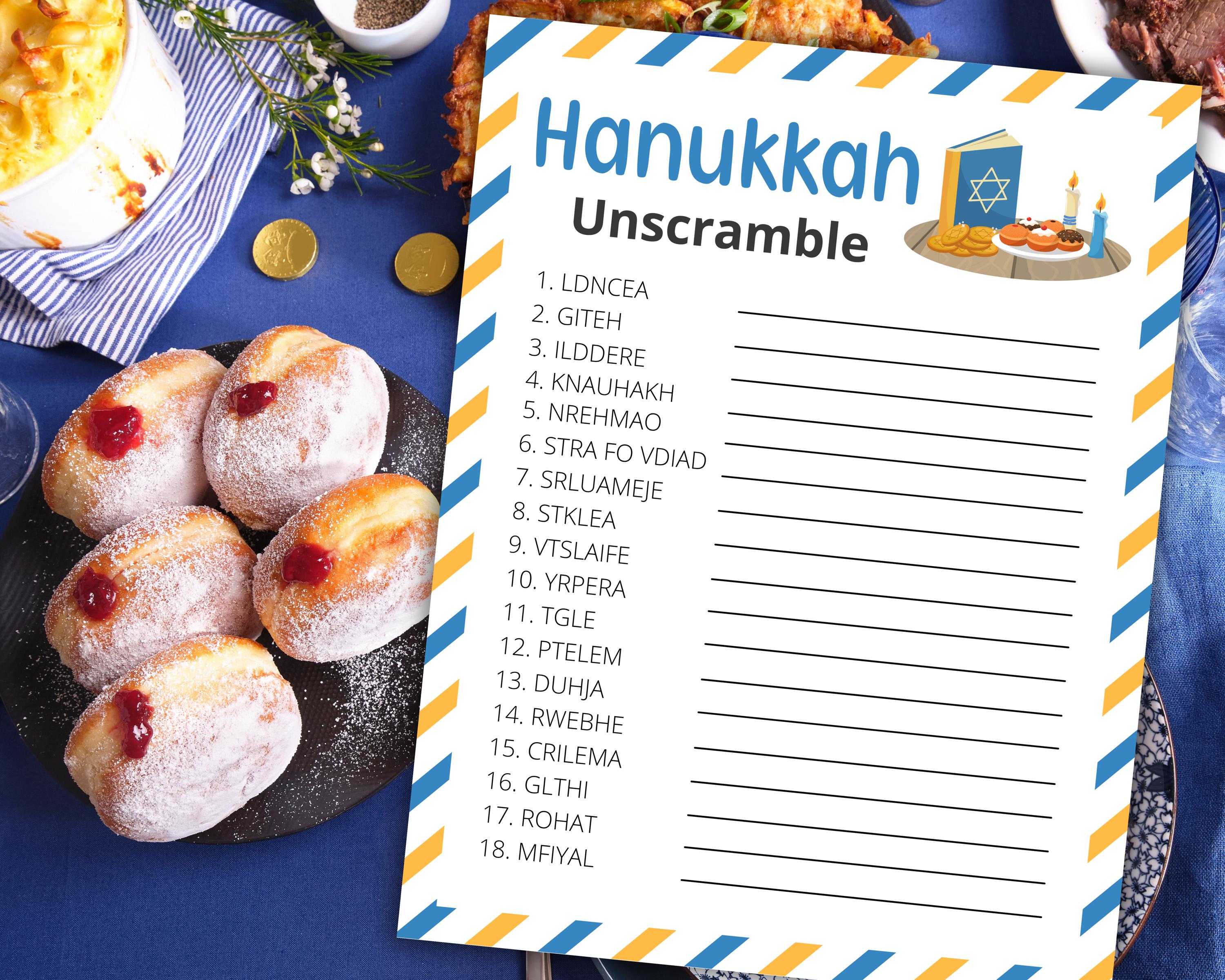 Hanukkah Unscramble Game | Printable Chanukah Game | Hanukkah Activity ...