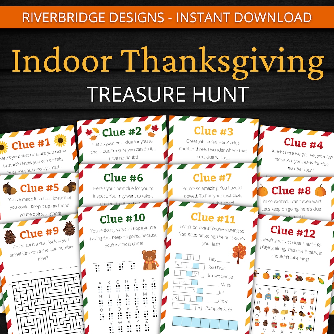 Indoor Thanksgiving Treasure Hunt for Older Kids | Thanksgiving ...