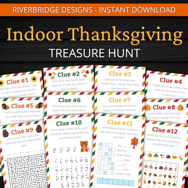 Thanksgiving Treasure Hunt Clues - Etsy
