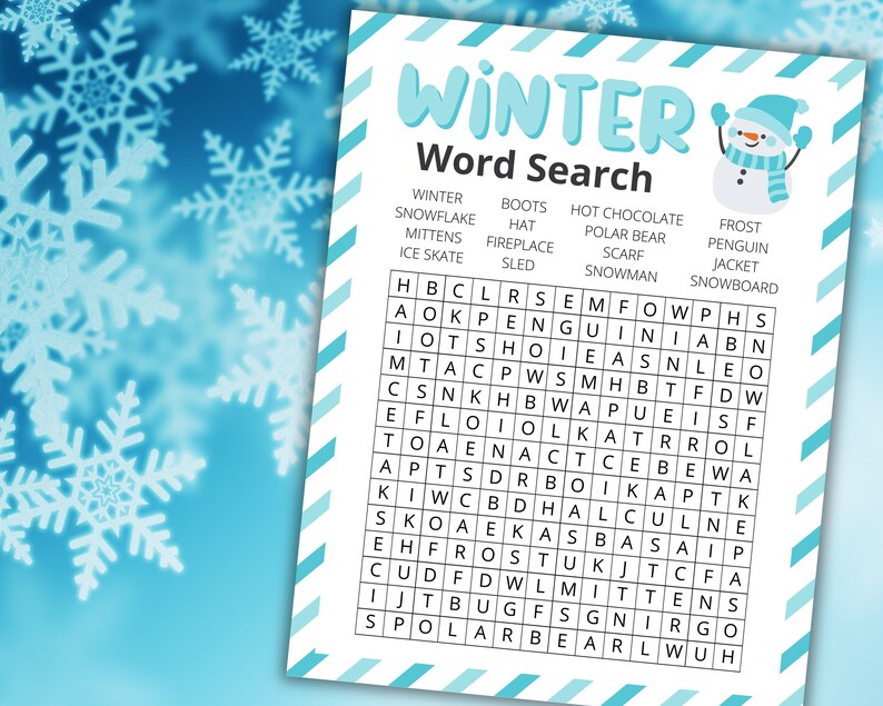 Winter Word Search | Printable Snow Day Activity for Kids and Adults ...