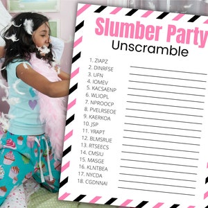 Slumber Party Unscramble Game | Sleepover Games for Kids and Teens ...