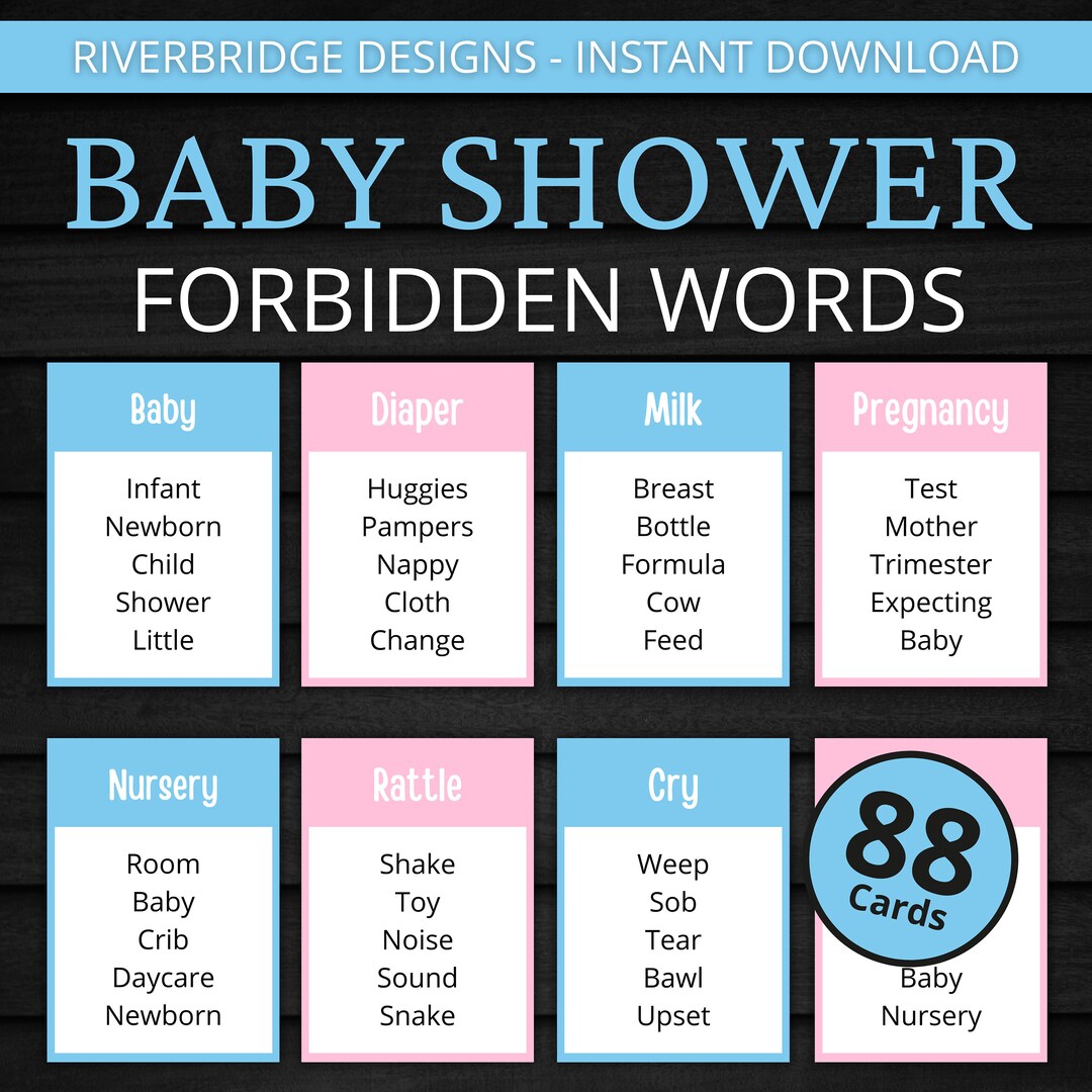 Baby Shower Forbidden Words | Printable Baby Shower Game | Gender ...