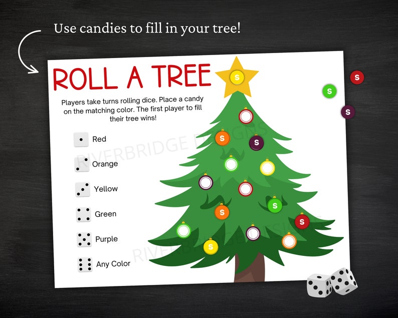 Roll A Tree Dice Game | Printable Christmas Game | Christmas Activity ...