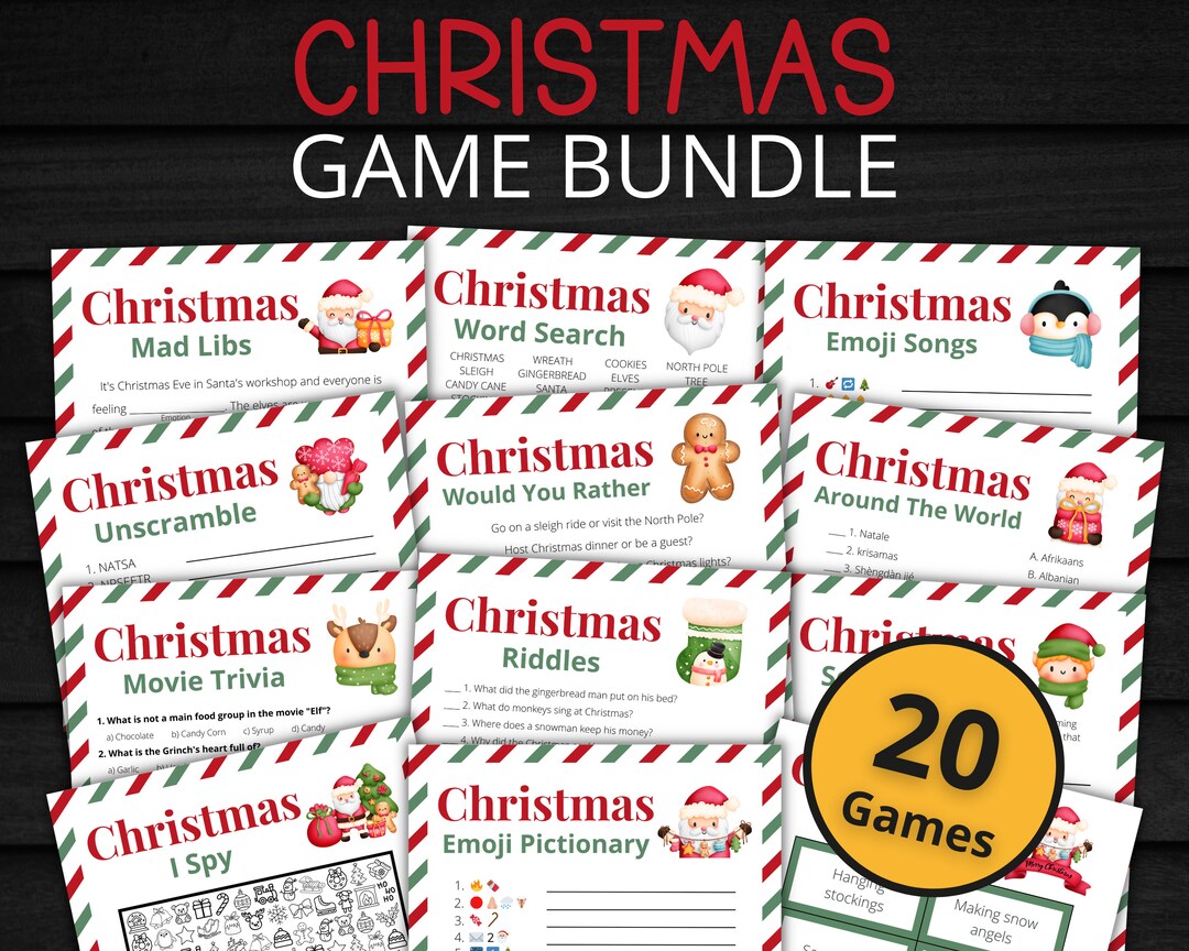 Christmas Game Bundle Printable Christmas Games for Kids and - Etsy