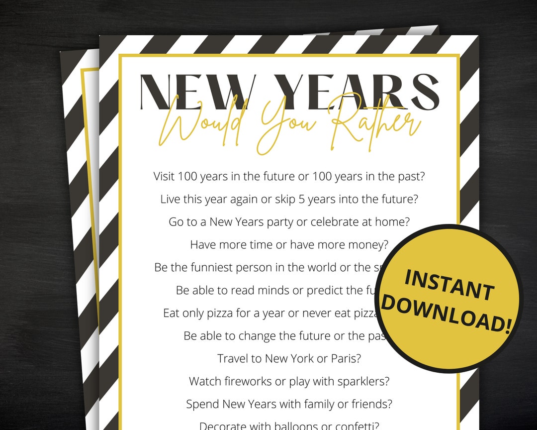 New Year's Eve Would You Rather | Printable New Year's Game | New Years ...