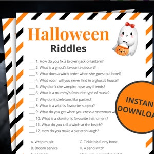 Halloween Riddles Printable Halloween Game Halloween - Etsy