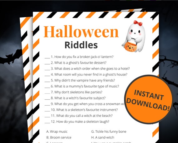 Halloween Riddles Printable Halloween Game Halloween - Etsy