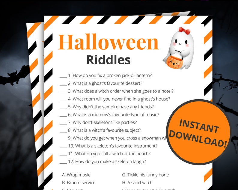 Halloween Riddles Printable Halloween Game Halloween - Etsy
