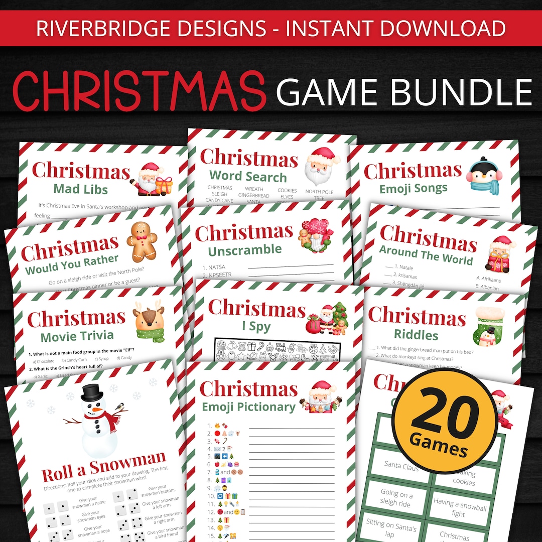 Christmas Game Bundle | Printable Christmas Games for Kids and Adults ...