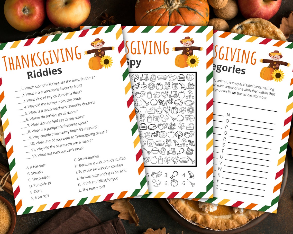 Thanksgiving Game Bundle Printable Thanksgiving Games for - Etsy