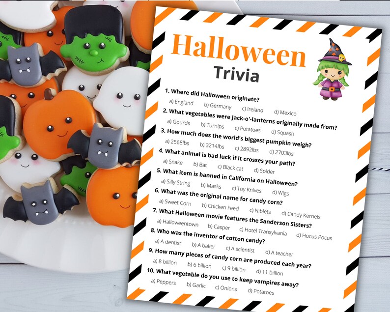 Halloween Trivia Printable Halloween Game Halloween - Etsy