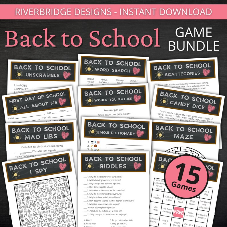 Back to School Game Bundle | Printable Games and Activities for Kids ...