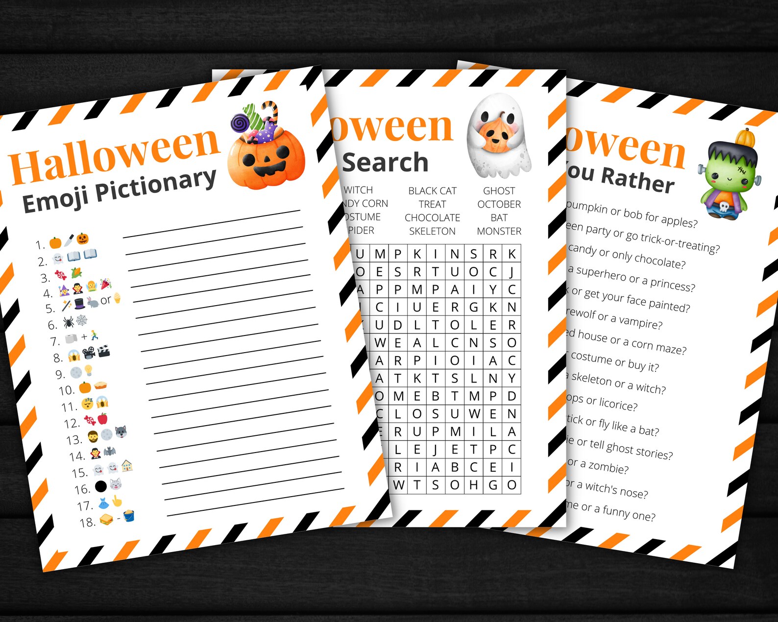 Halloween Game Bundle Printable Halloween Games for Kids and - Etsy