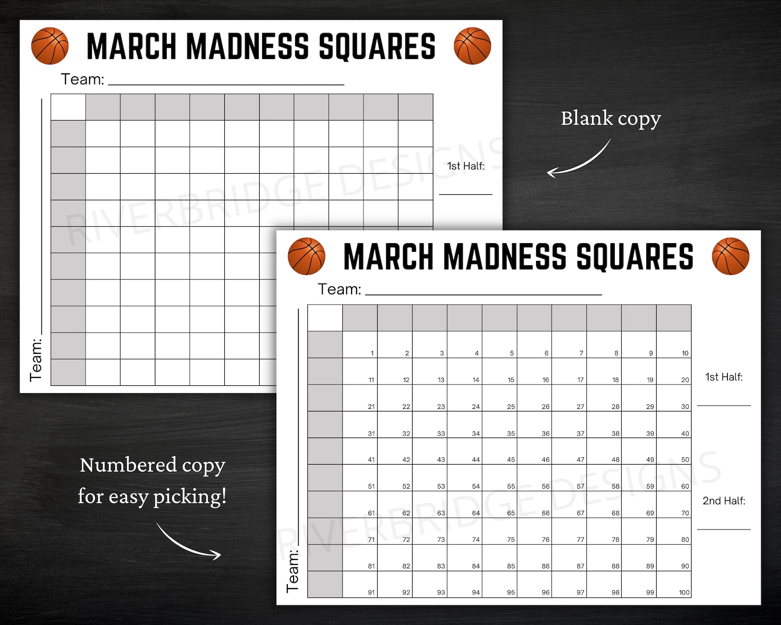 March Madness Squares | Printable March Madness Game | NCAA Basketball ...