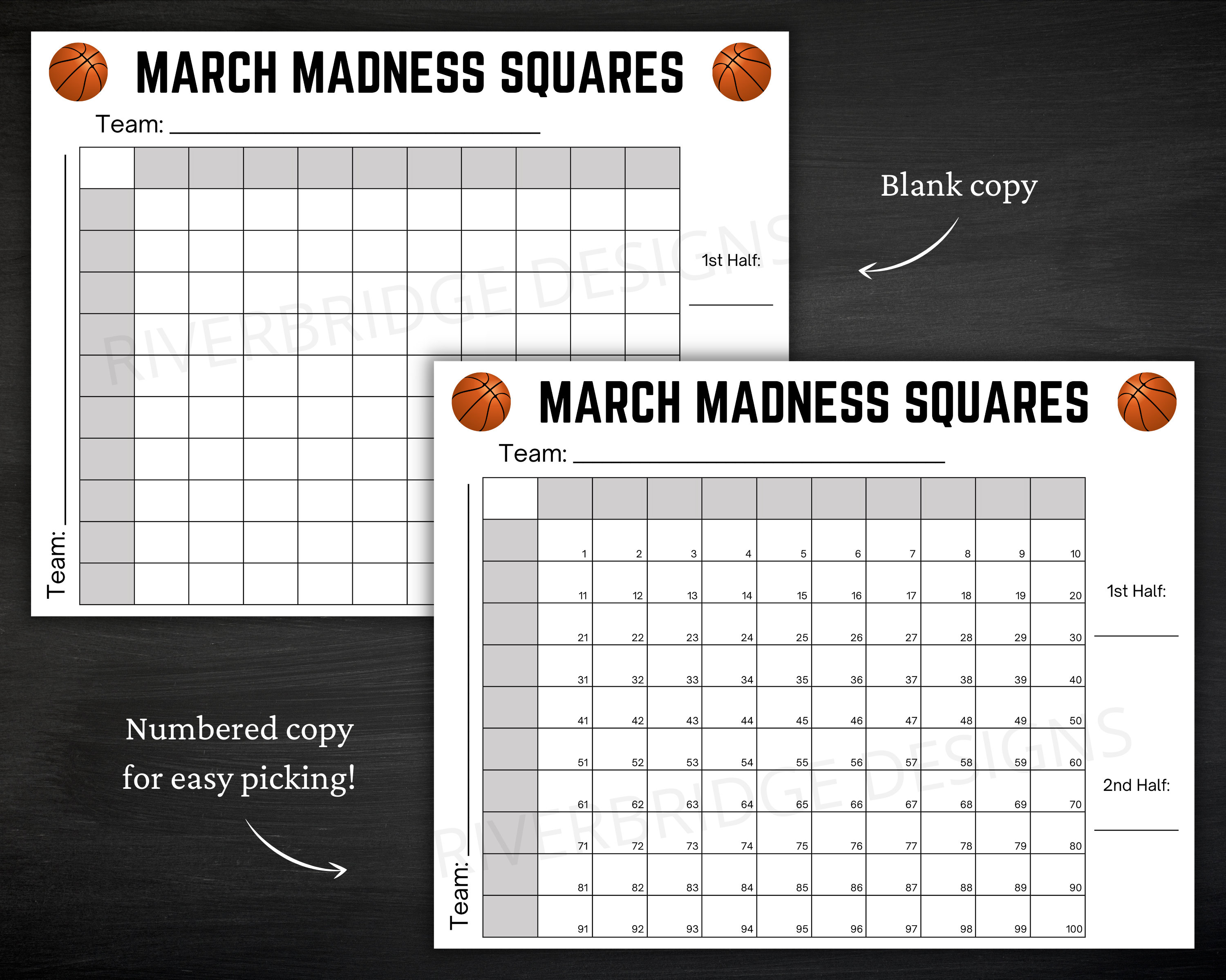 March Madness Squares | Printable March Madness Game | NCAA Basketball ...