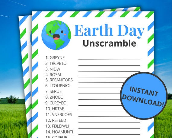 Earth Day Unscramble Printable Earth Day Games for Kids and | Etsy
