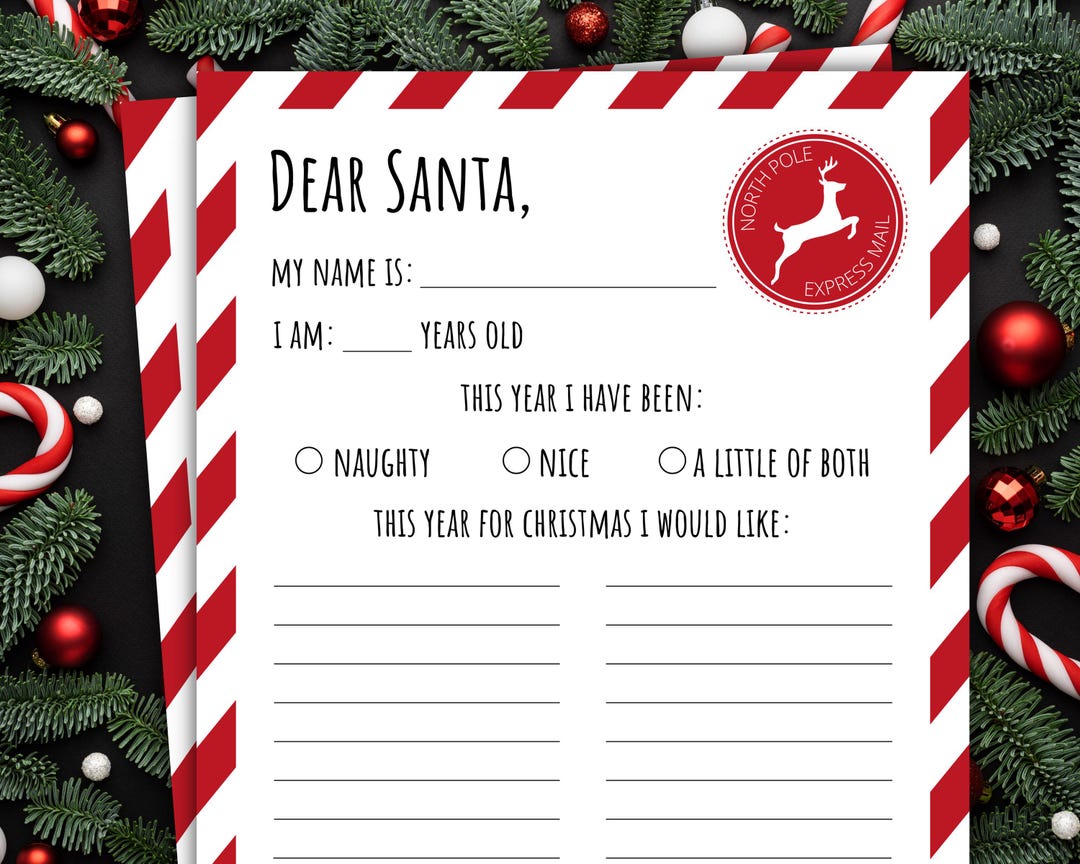 Letter to Santa Claus | Christmas Wish List | Christmas Printable for ...