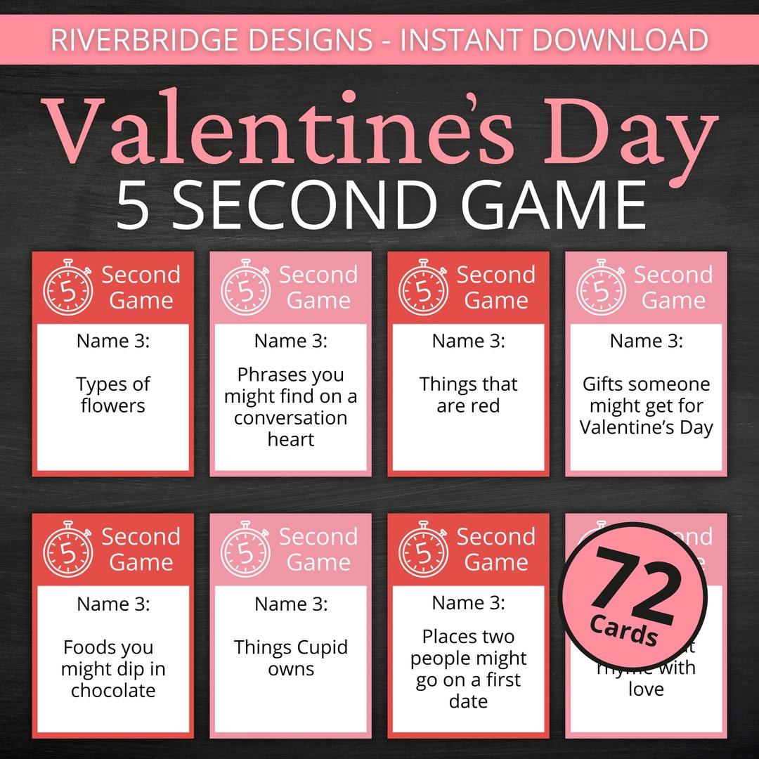 Valentine's Day 5 Second Game | Printable Valentine's Day Activity for ...