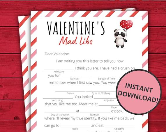 Valentine's Day Mad Libs Valentine's Party Games | Etsy