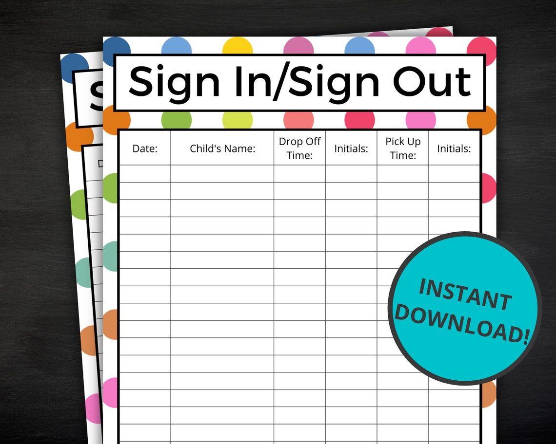 Sign in Sheets for Daycare School Preschool Sports | Etsy