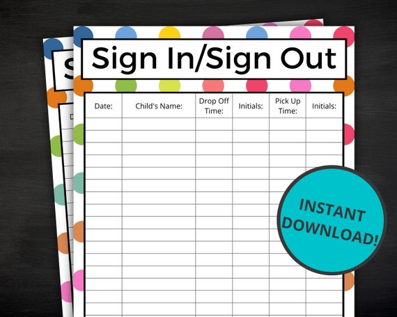 Sign in Sheets for Daycare School Preschool Sports - Etsy