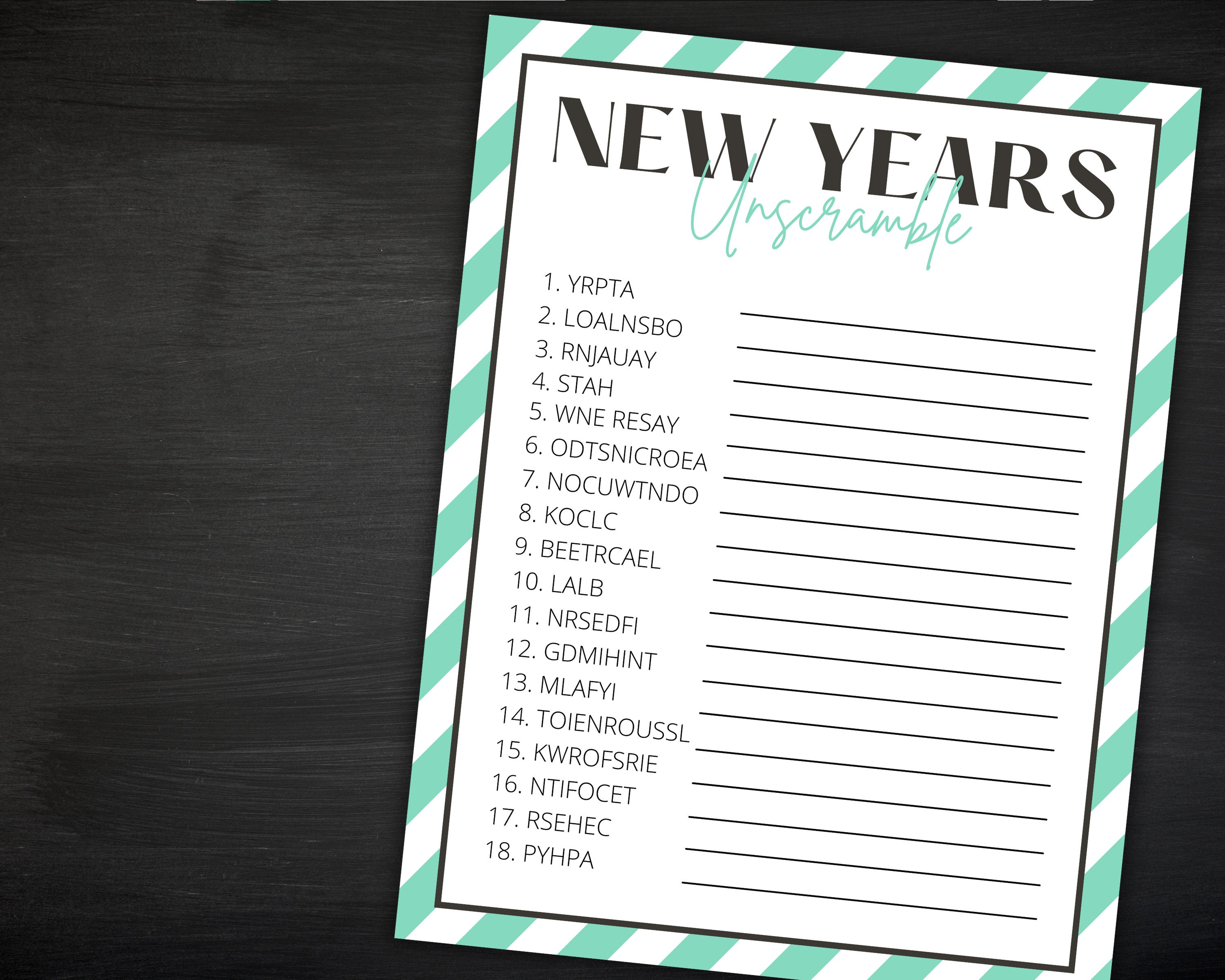 New Year's Eve Unscramble Game | Printable New Year's Game | New Years ...