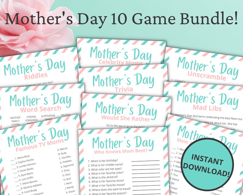 Mother's Day Game Bundle Printable Mother's Day | Etsy