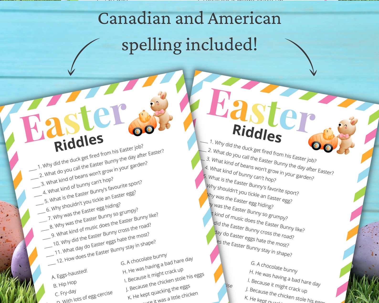Easter Riddles Printable Easter Game Easter Activity for - Etsy