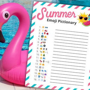 Summer Emoji Pictionary | Printable Summer Game | Summer Activity for ...