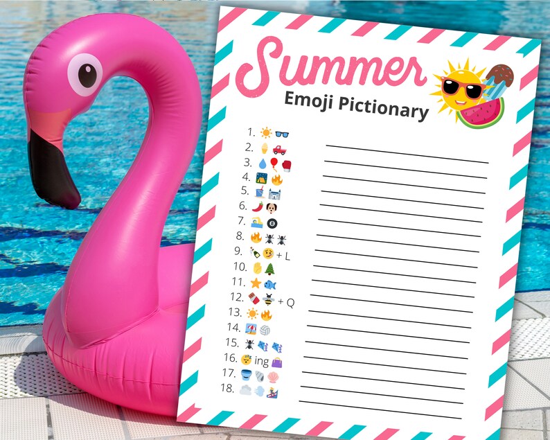 Summer Emoji Pictionary Printable Summer Game Summer - Etsy Hong Kong