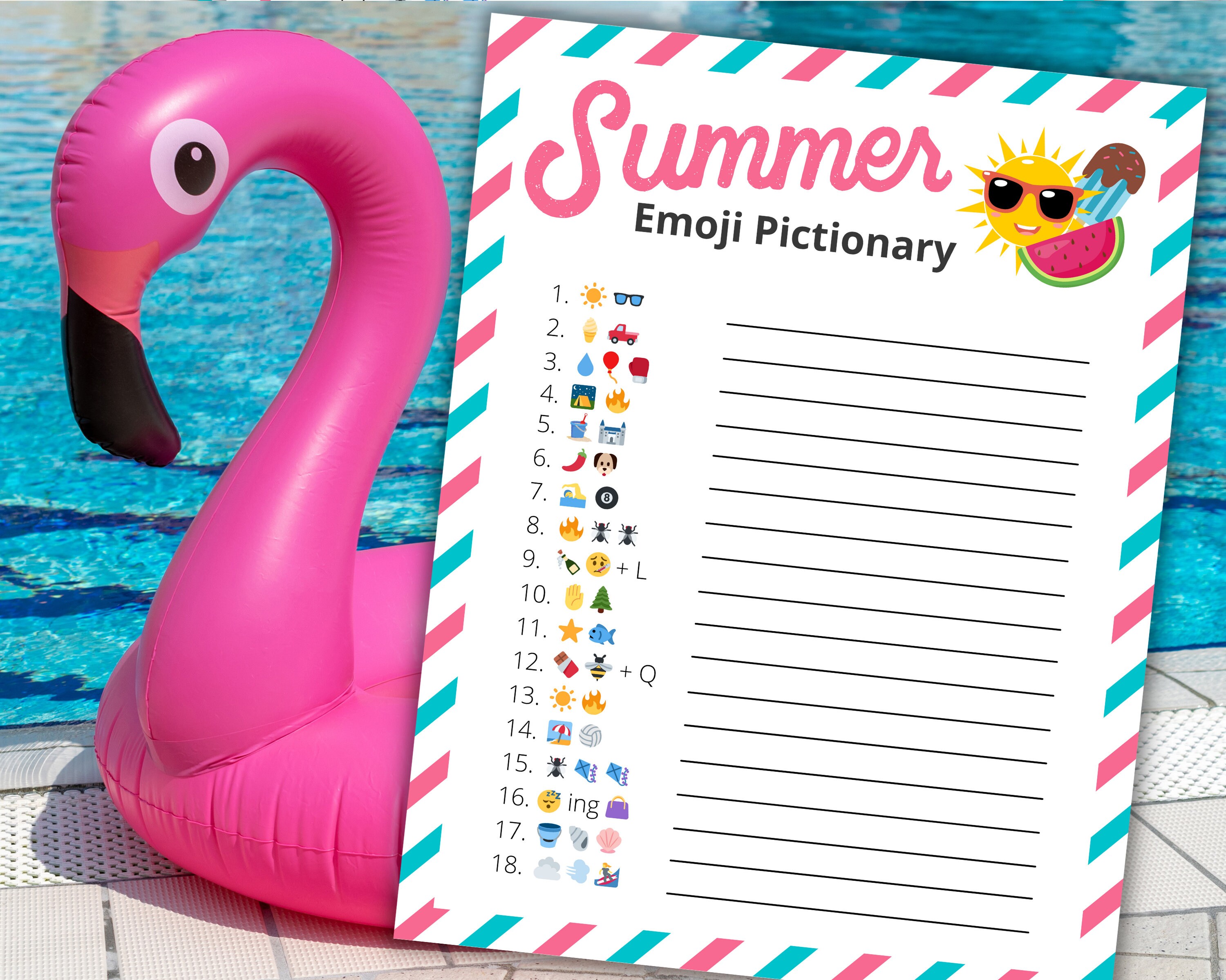 Summer Emoji Pictionary | Printable Summer Game | Summer Activity for ...