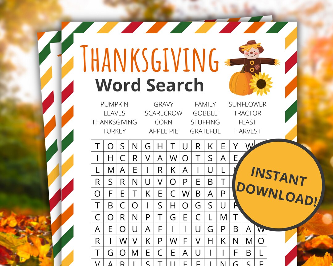 Thanksgiving Word Search | Printable Thanksgiving Game | Thanksgiving ...